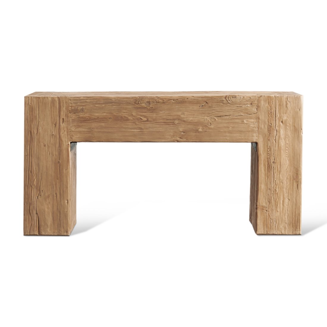 EM Wabi-Sabi Rustic Natural Reclaimed Wood Console Table