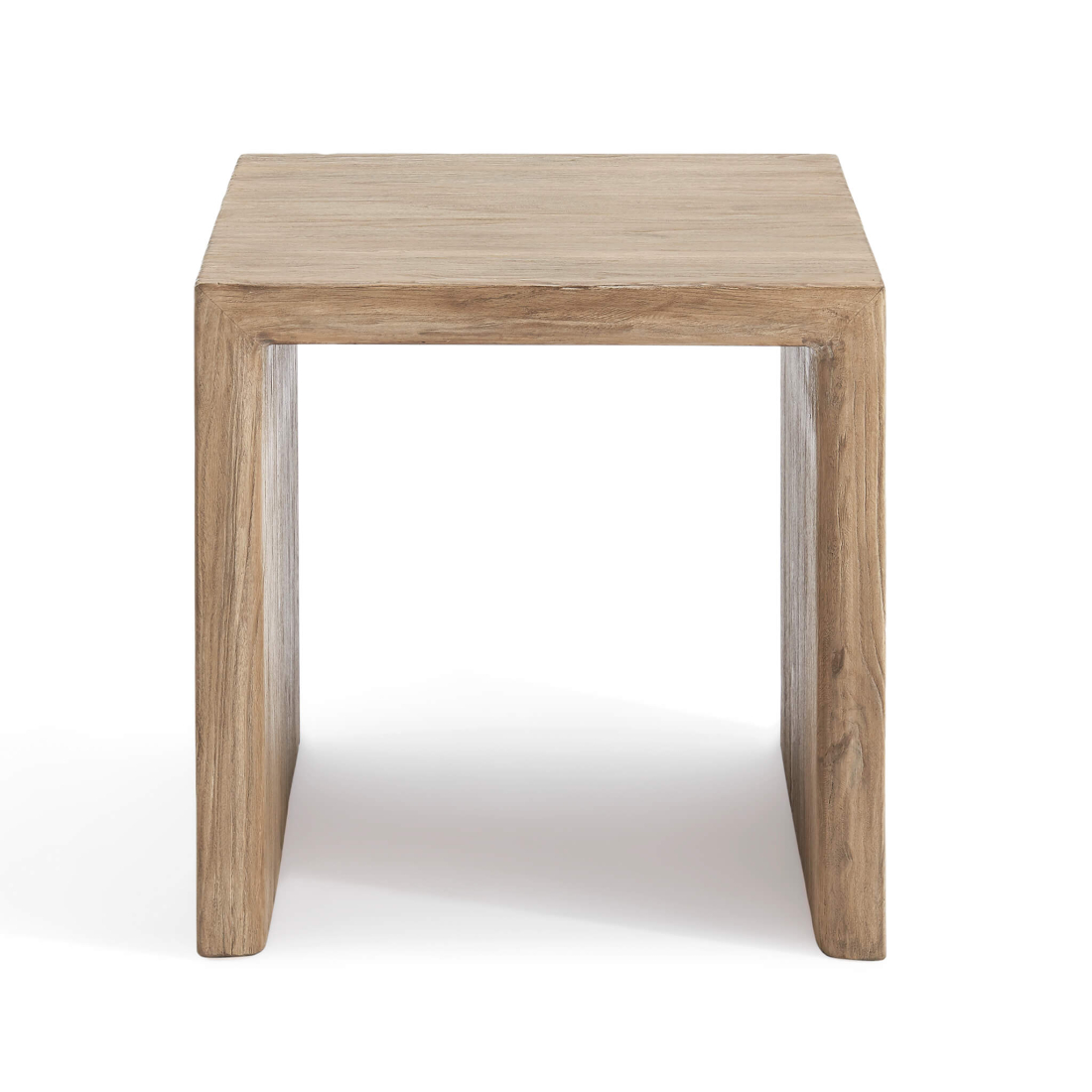 EM Wabi-Sabi Rustic Square Reclaimed Wood Waterfall Side Table