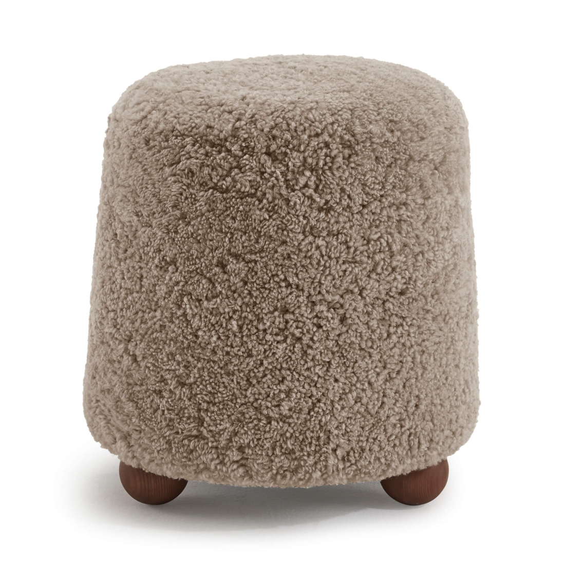 Otto Modern Cylinder Sheepskin Upholstered Stool with Ball Feet