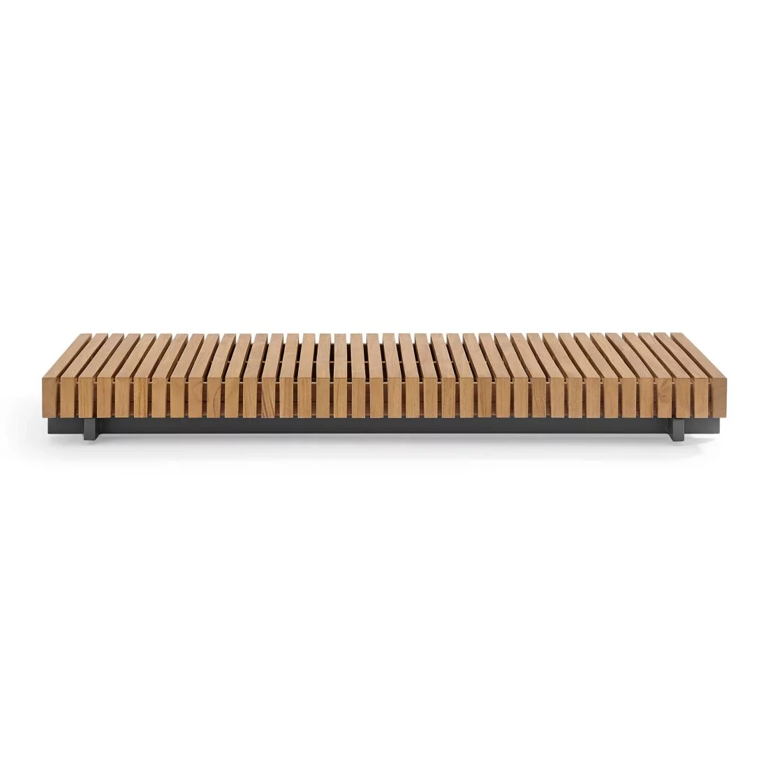 Powell Modern Outdoor Rectangular Slatted Teak Wood Block Coffee Table