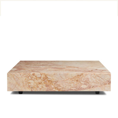 Giro Modern Rectangular Marble Low Profile Block Coffee Table