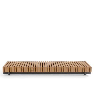 Powell Modern Outdoor Slatted Teak Wood Upholstered Modular...