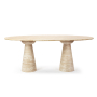 Dario Oval Stone Dining Table with Bi Conical Pedestal Base