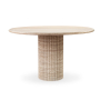 Cava Fluted Round Beige Travertine Dining Table