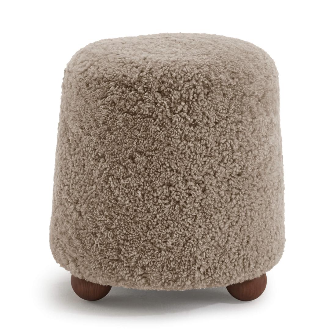 Otto Modern Cylinder Sheepskin Upholstered Stool with Ball Feet