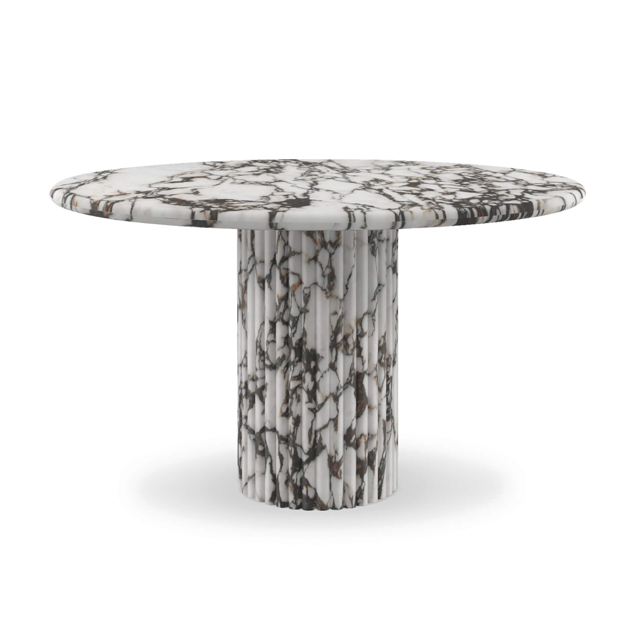 Cava Fluted Round Dining Table 66" - Calacatta Viola Marble - CM Interiors