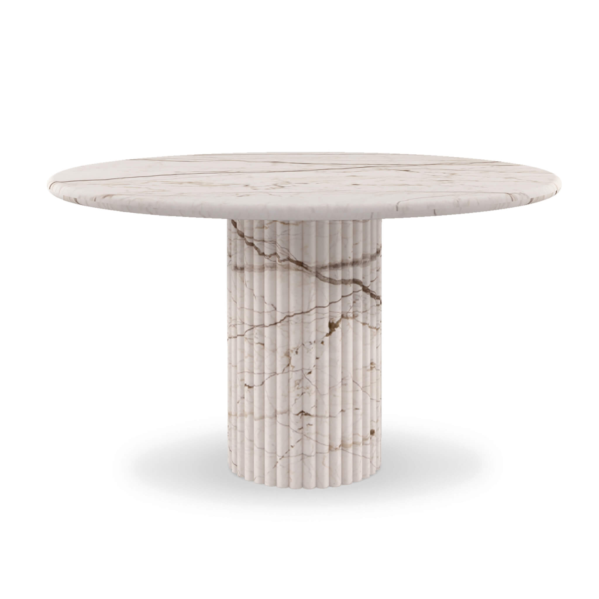 Cava Fluted Round Dining Table 72" - Sofita Beige Marble - CM Interiors