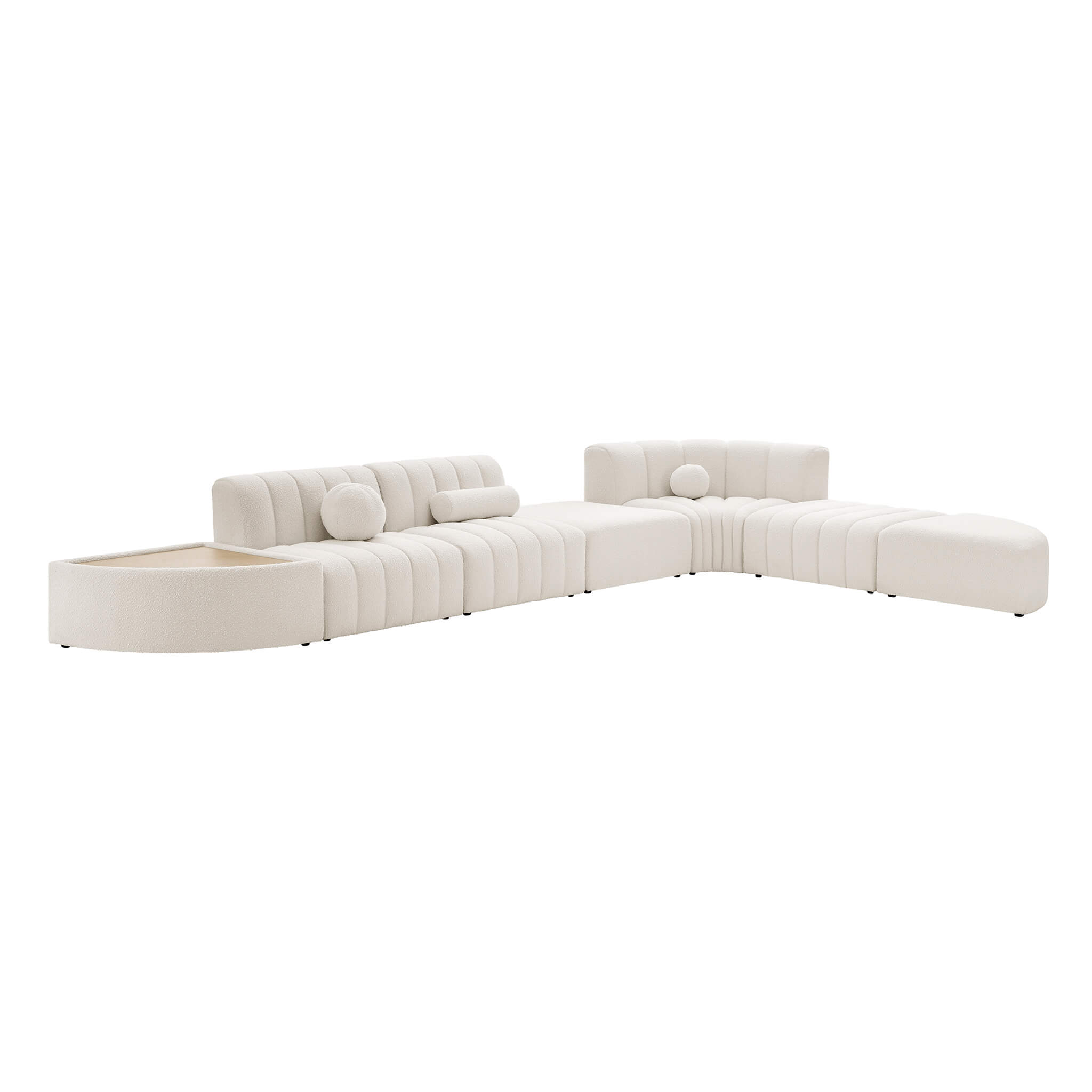 Aurelie Modern Channel Tufted Curved Modular Sectional Sofa ...