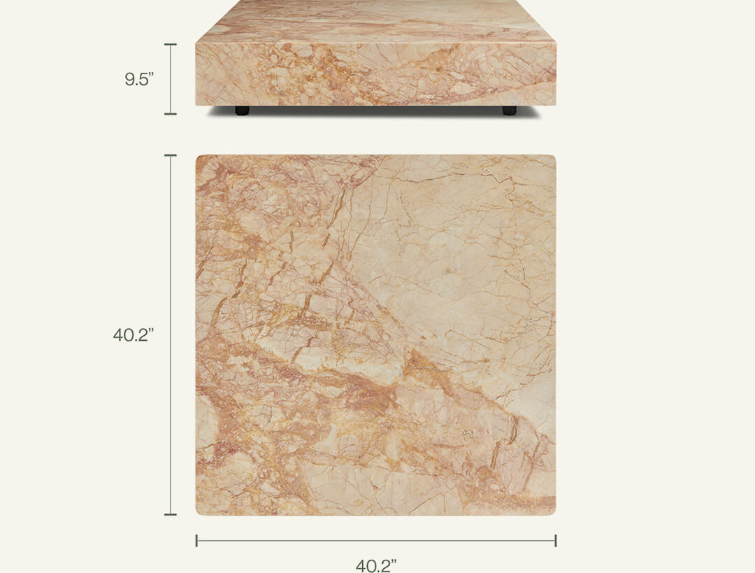 Giro Modern Square Marble Low Profile Block Coffee Table