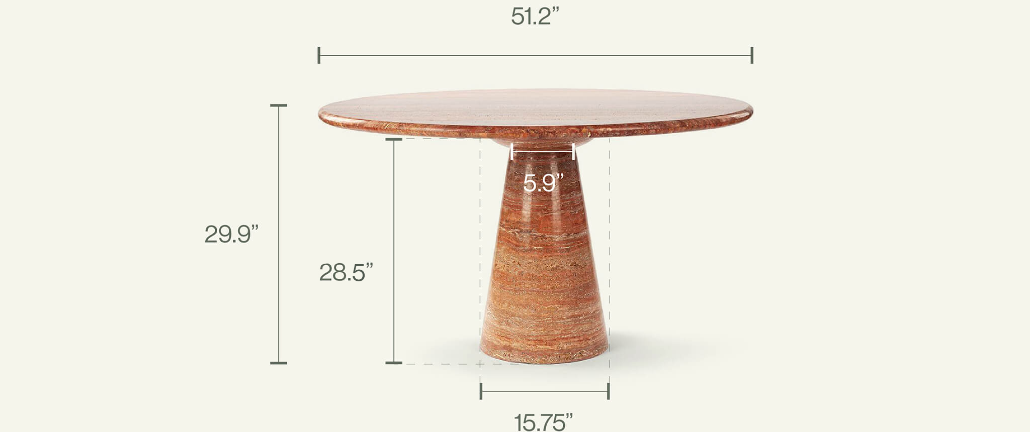 Dario Round Stone Dining Table with Conical Pedestal Base