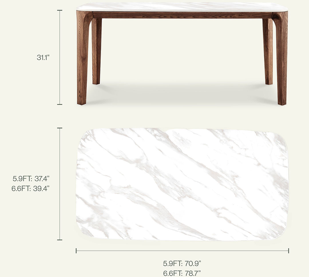 Myko Modern Rectangular Ceramic Dining Table