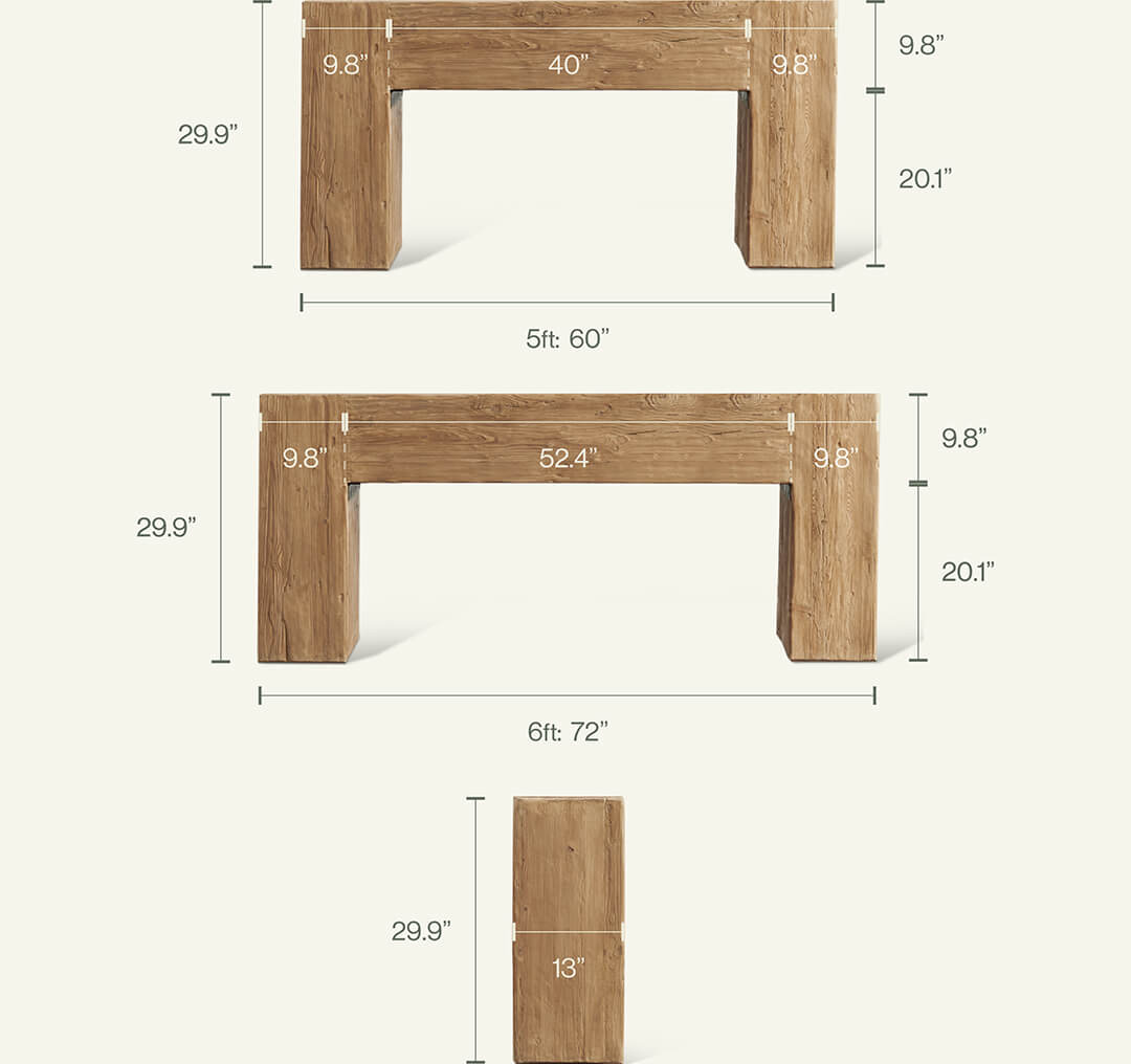 EM Wabi-Sabi Rustic Natural Reclaimed Wood Console Table