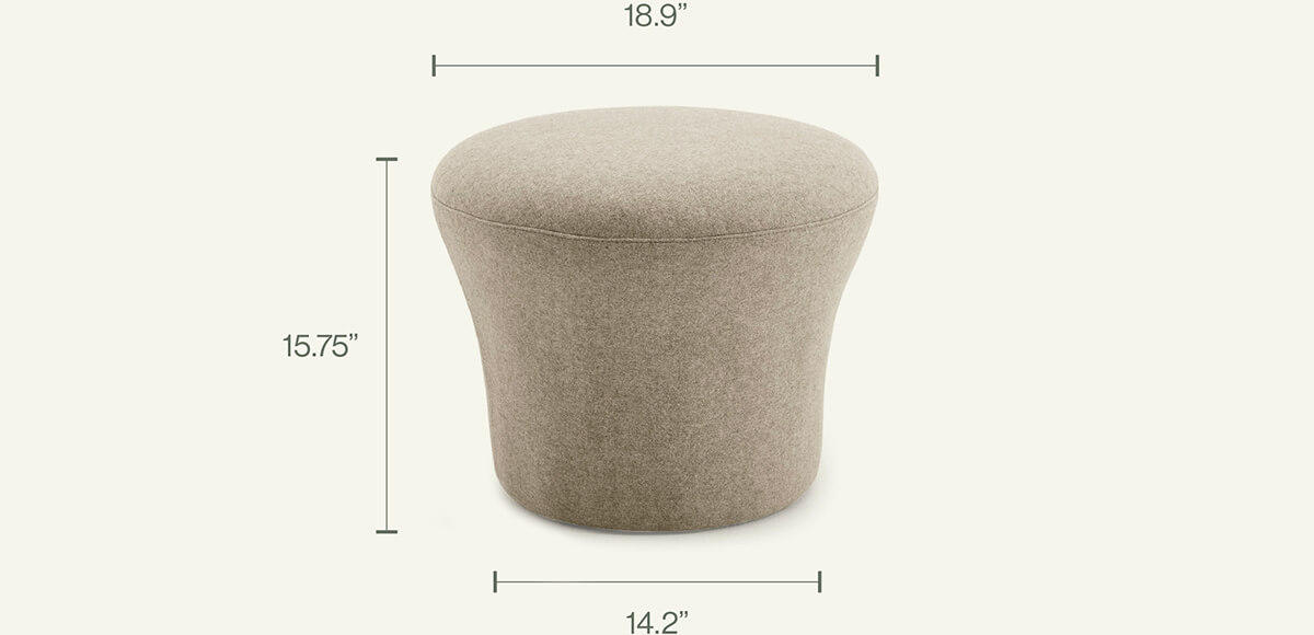 Mushroom Mid Century Modern Upholstered Fiberglass Ottoman
