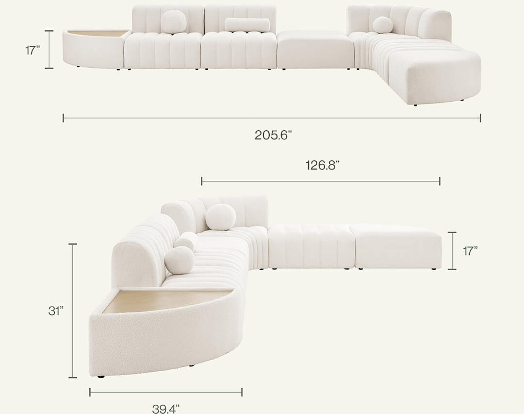Aurelie Modern Channel Tufted Curved Modular Sectional Sofa