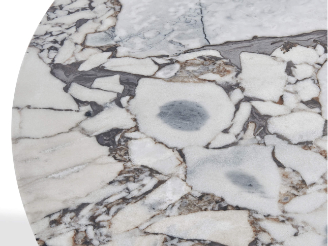 Milan Modern Round Marble Coffee Table with Curved Block Legs