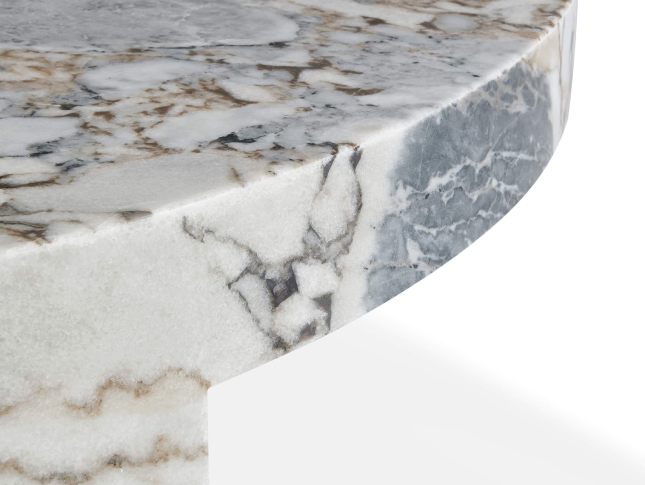 Milan Modern Round Marble Coffee Table with Curved Block Legs