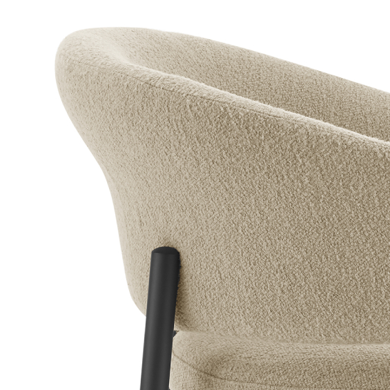 Nico Modern Curved Upholstered Armchair with Metal Legs