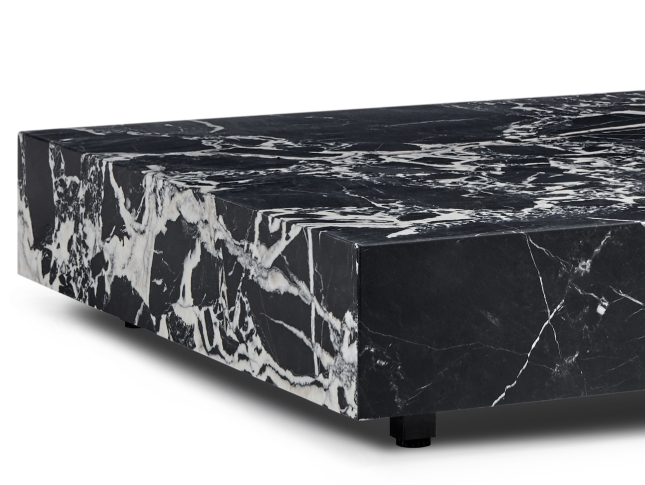 Giro Modern Rectangular Marble Low Profile Block Coffee Table