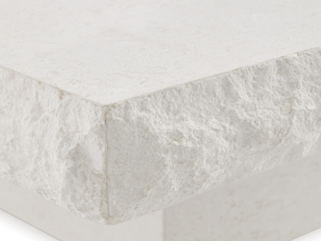 Aspen Square Textured Edge Stone Coffee Table with Square Pedestal...